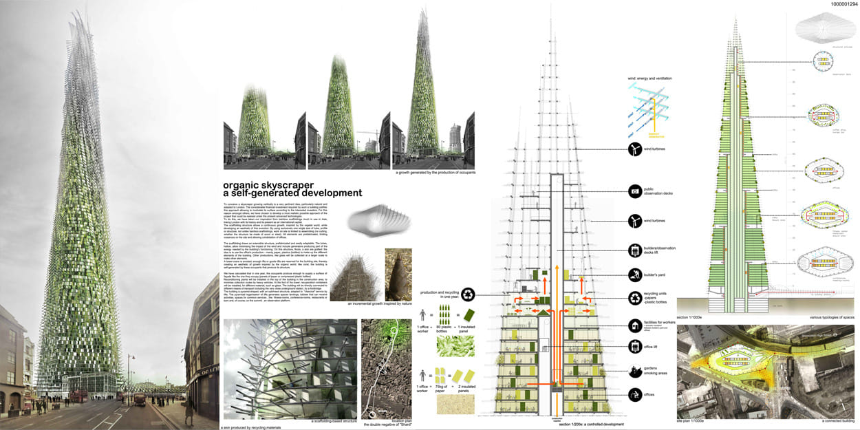 More winning projects of the London "Organic Skyscraper" competition