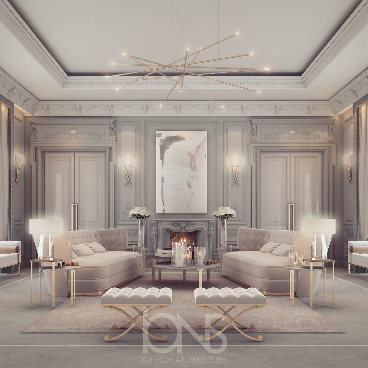 Lounge Room Design in Refined Transitional Style | IONS DESIGN | Archinect